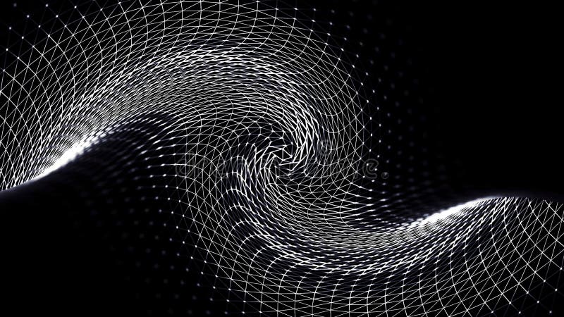 Waving Abstract Volume Texture in Endless Motion Rotating on Black ...