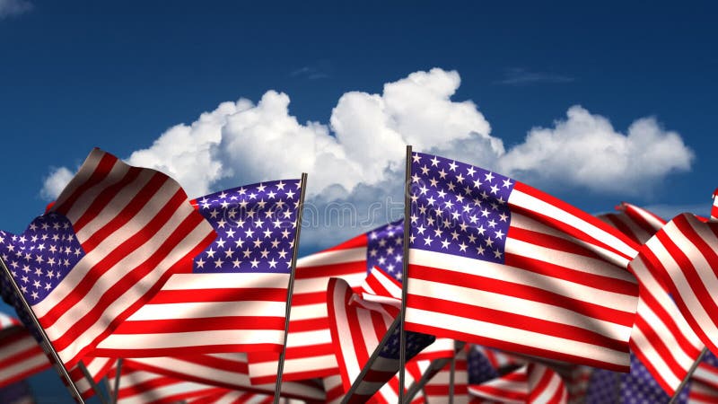 American Flags Waving at Night Stock Footage - Video of column, flags ...