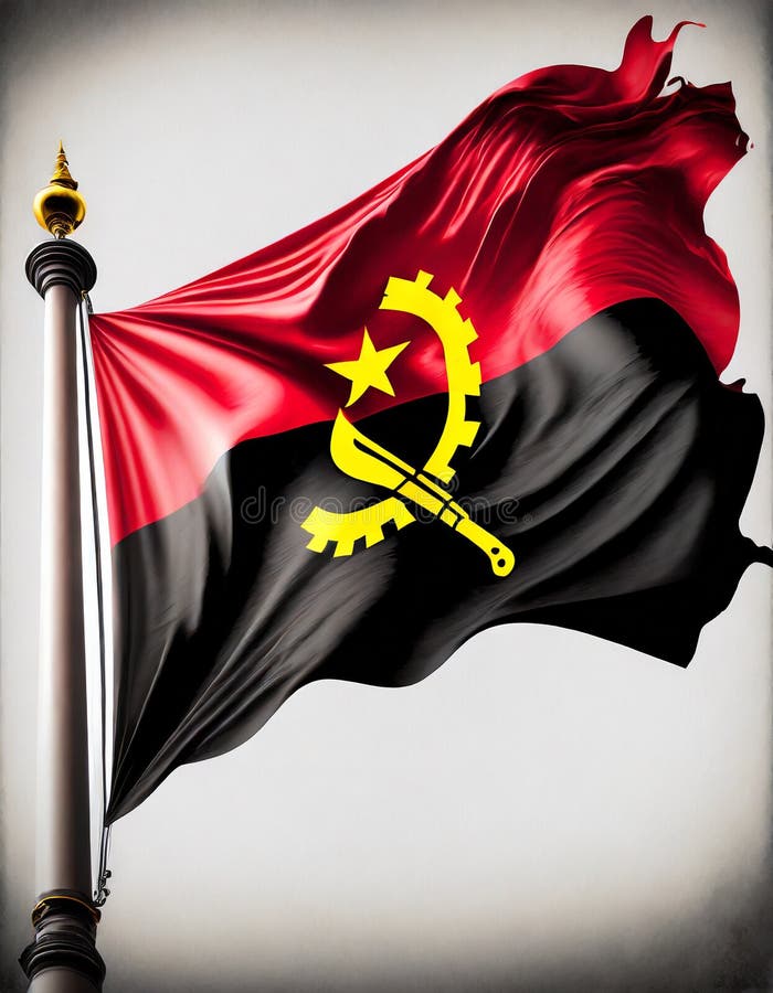 Waving Angola Flag. Flag Isolated on a White Background Stock ...
