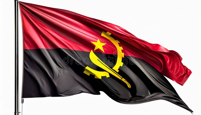 Waving Angola Flag. Flag Isolated on a White Background Stock ...