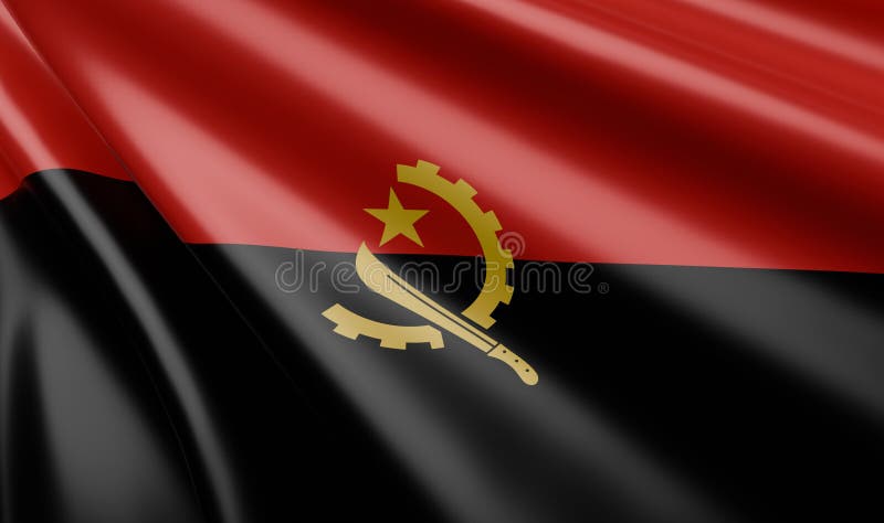 Waving Angola Flag Satin Fabric - 3D Illustration Stock Illustration ...