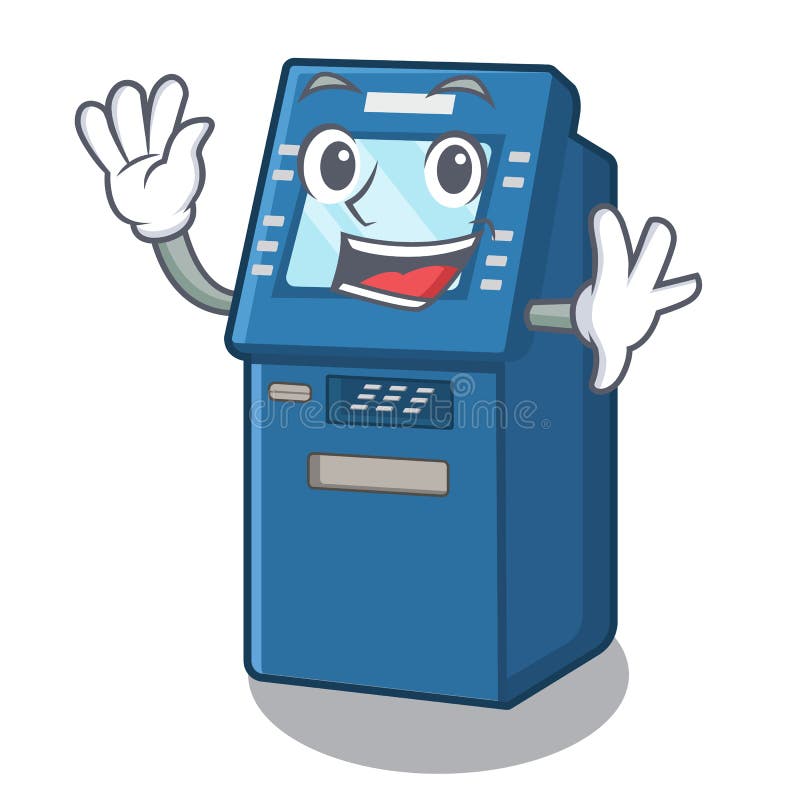 Waving ATM Machine in the Cartoon Shape Stock Vector - Illustration of ...