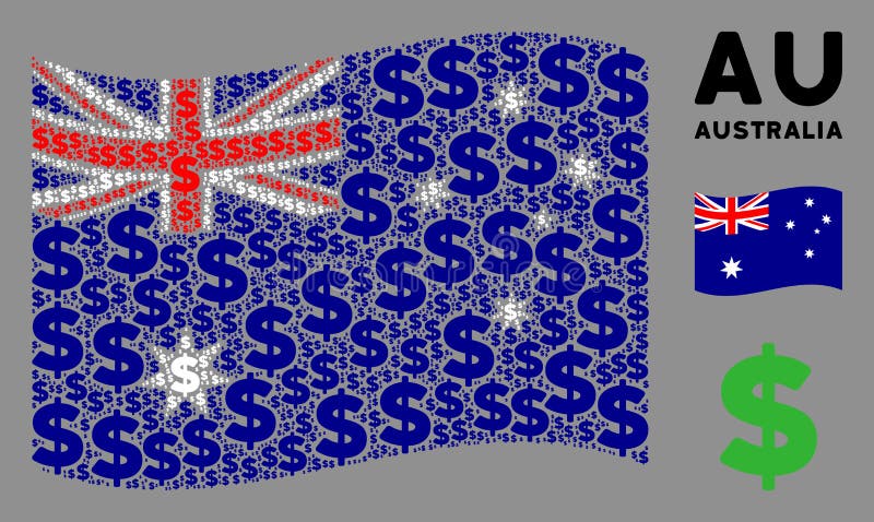 Waving Australia Flag Collage of Dollar Items Stock Vector ...