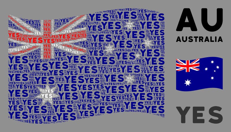 Waving Australia Flag Collage of Yes Text Items Stock Vector ...