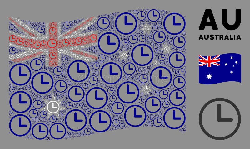 Waving Australia Flag Mosaic of Clock Icons Stock Vector - Illustration ...