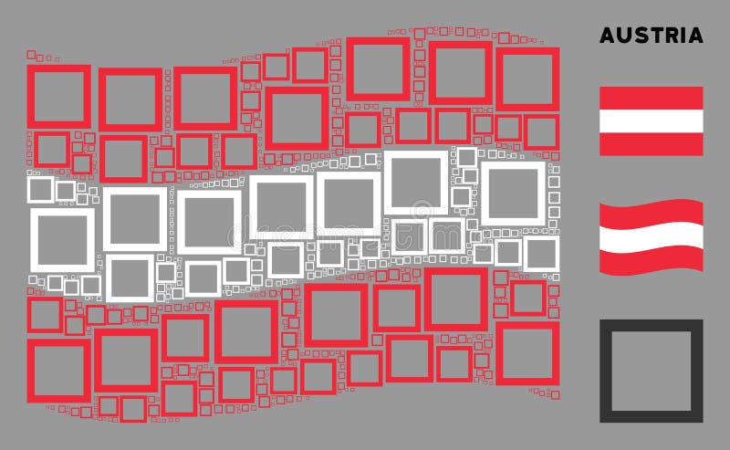 Waving Austria Flag Pattern of Contour Square Items Stock Vector ...