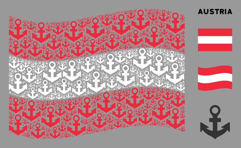 Waving Austrian Flag Pattern of Anchor Items Stock Vector ...