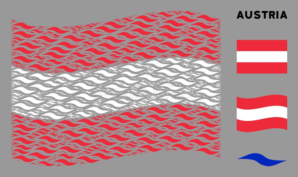 Waving Austrian Flag Collage of Wave Shape Items Stock Vector ...