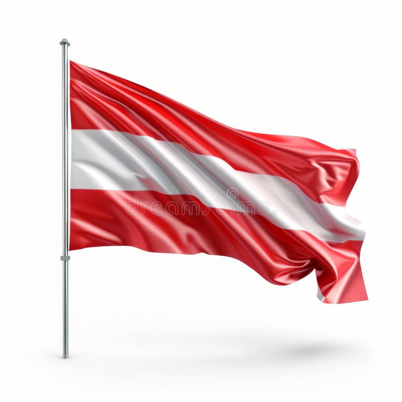 Waving Austrian Flag on Flagpole Stock Illustration - Illustration of ...