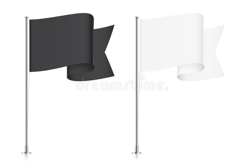 Waving Black and White Pointed Flag Templates. Stock Vector ...