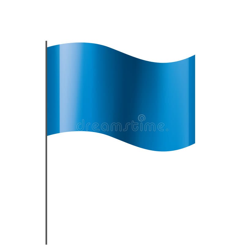 Waving the Blue Flag on a White Background Stock Vector - Illustration ...
