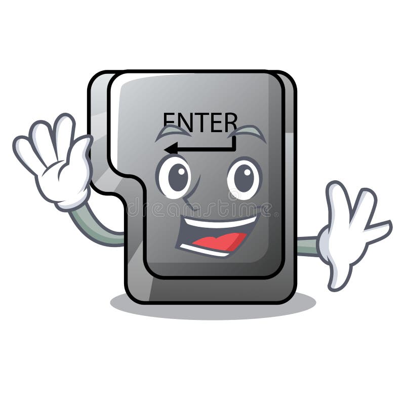 Waving Button Enter on a Keyboard Character Stock Vector - Illustration ...