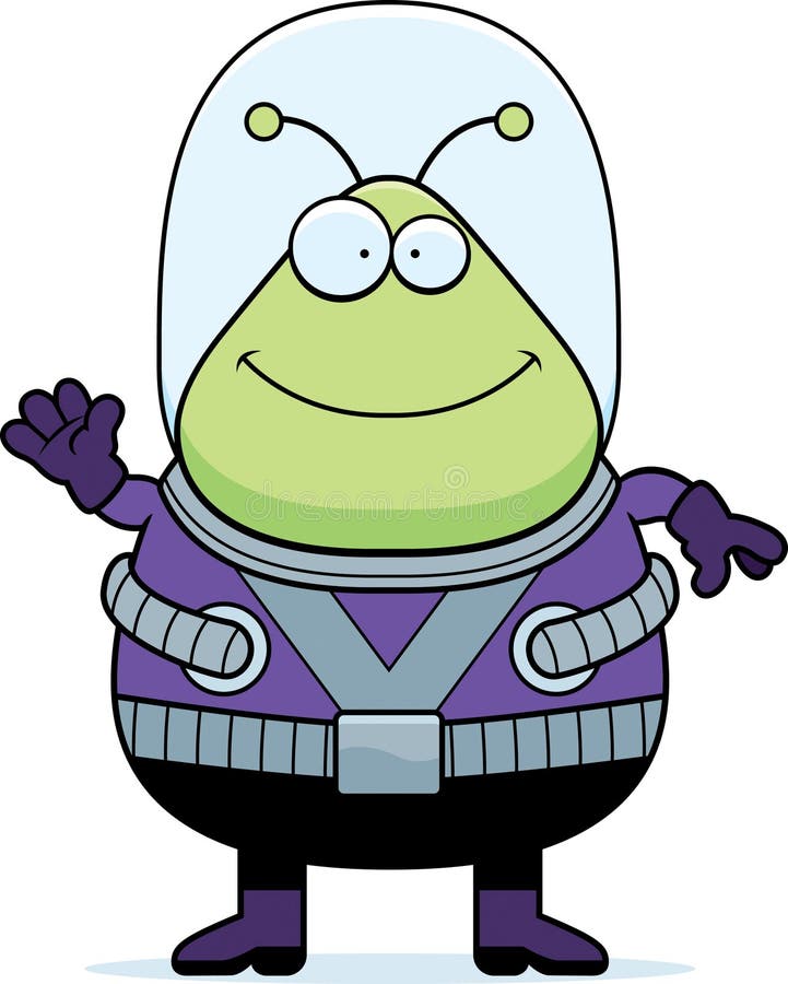 Waving Cartoon Alien stock vector. Illustration of happy - 47713927