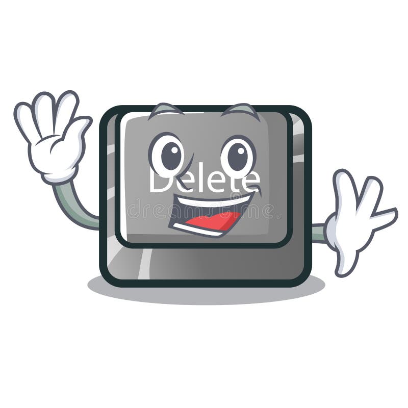 Waving Cartoon Delete Button Located on Keyboard Stock Vector ...