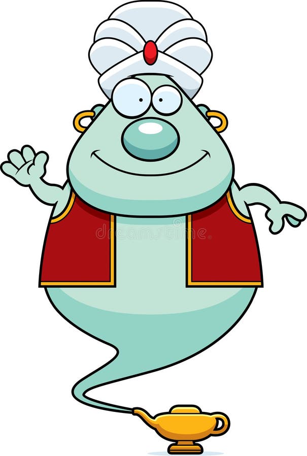 Waving Cartoon Genie stock vector. Illustration of turban - 47714210