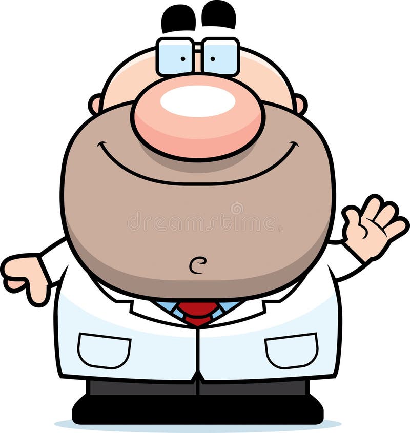 Waving Cartoon Scientist stock vector. Illustration of clipart - 47715447
