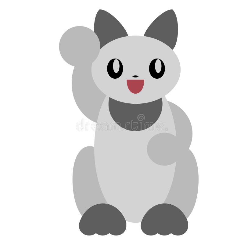 Waving Cat Flat Illustration on White Stock Vector - Illustration of ...