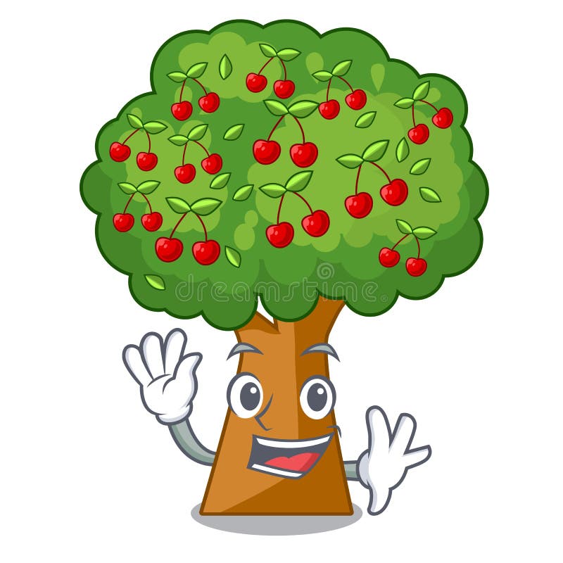 Waving Tree Character Cartoon Style Stock Vector - Illustration of ...