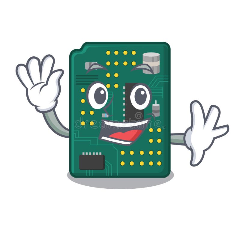 Waving Circuit Board Pcb in Cartoon Shape Stock Vector - Illustration ...
