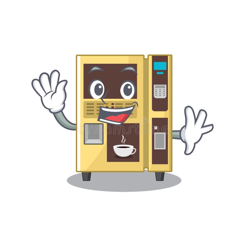 Waving Coffee Vending Machine with Cartoon Shape Stock Vector ...