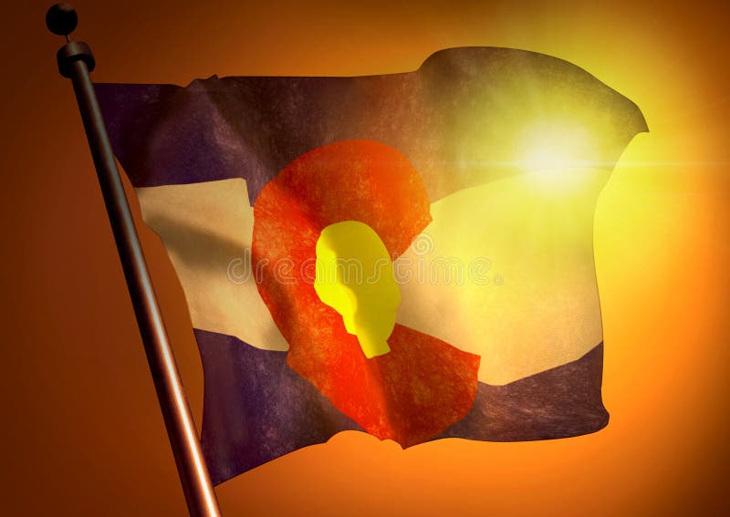 Waving Colorado Flag Against the Sunset Stock Illustration ...