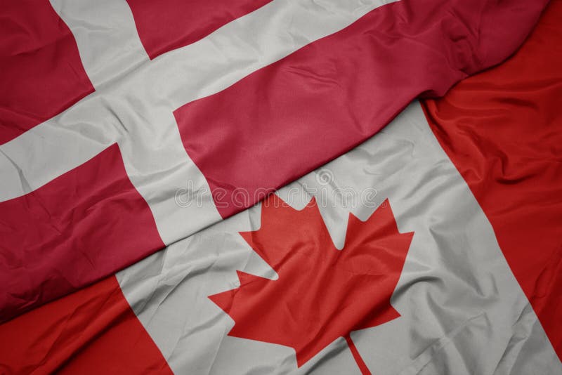 Denmark and Canada Flags Together Fabric Texture Illustration Stock ...
