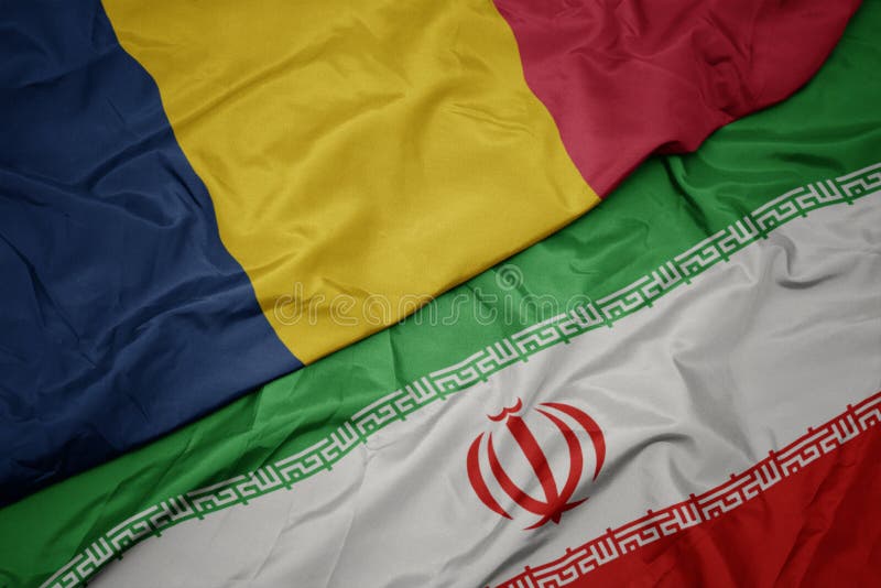 Waving Colorful Flag of Iran and National Flag of Chad Stock Photo ...