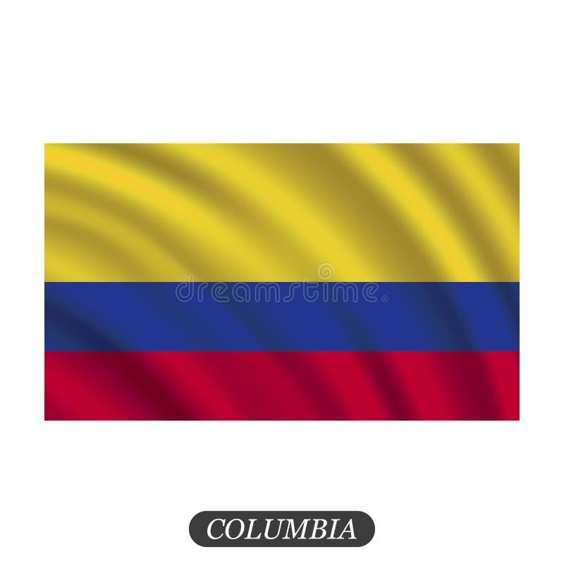Waving Columbia Flag on a White Background. Vector Illustration Stock ...