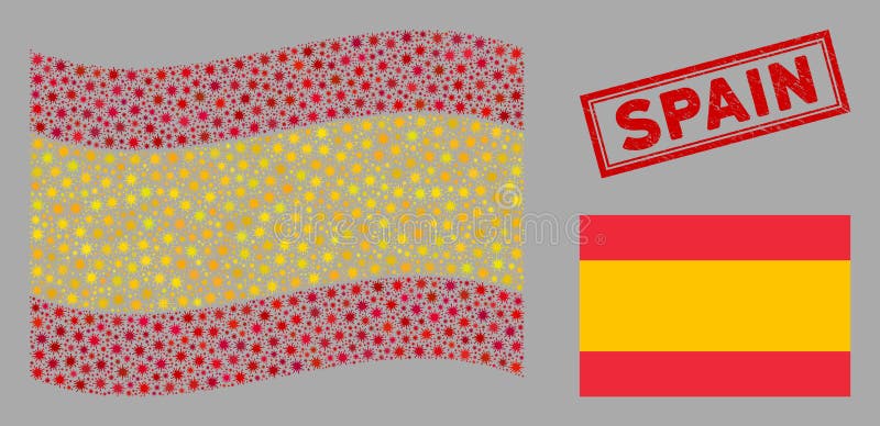 Waving Coronavirus Collage Spain Flag Stock Illustration - Illustration ...