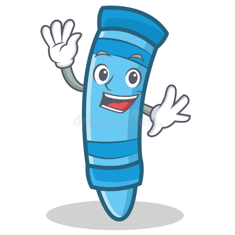 Waving Crayon Character Cartoon Style Stock Vector - Illustration of ...