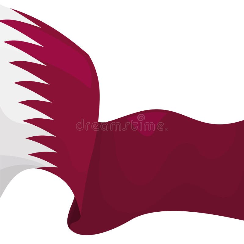 Waving and Curled Qatar Flag in Cartoon Effect, Vector Illustration ...