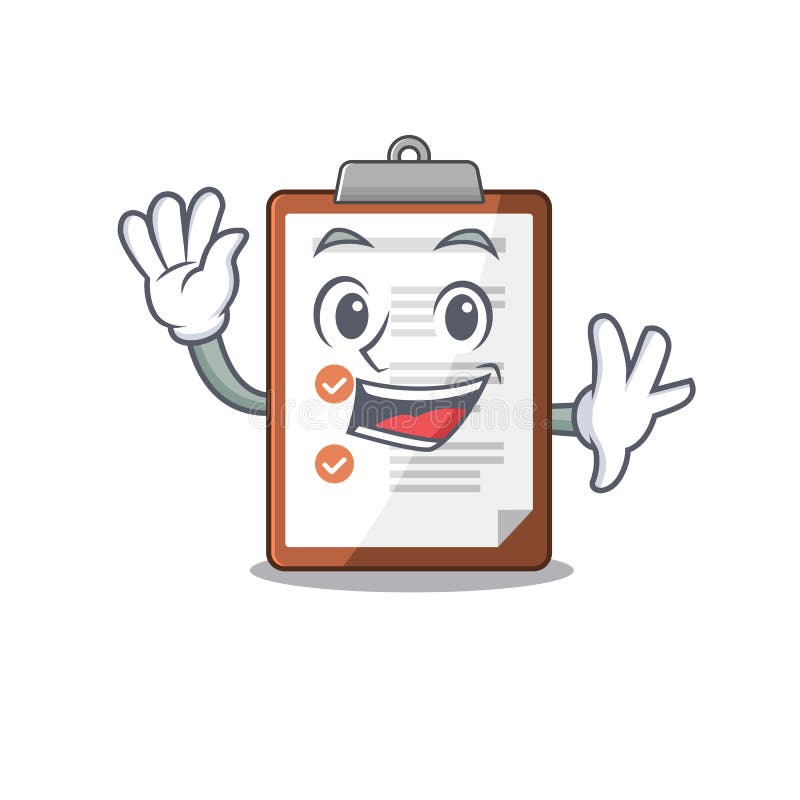 Waving Cute Smiley Clipboard Scroll Cartoon Character Design Stock ...