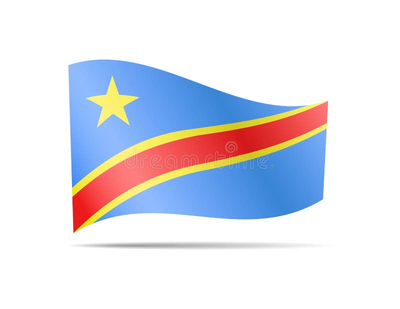Waving Democratic Republic of Congo Flag in the Wind. Flag on White ...