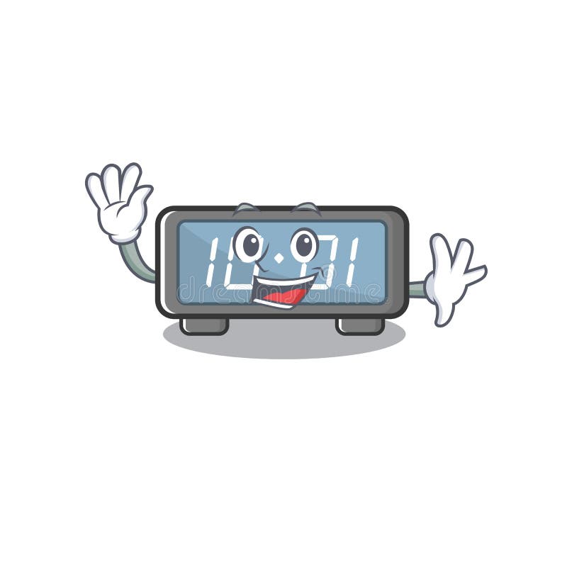Waving Digital Clock Clings To Cartoon Wall Stock Vector - Illustration ...