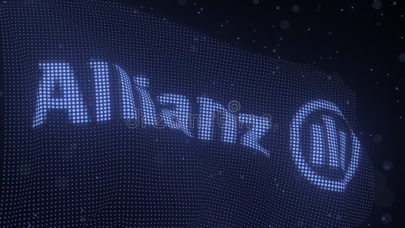 Waving Digital Flag with ALLIANZ Company Logo, 3d Rendering, Editorial ...