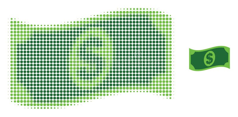 Waving Dollar Banknote Halftone Dot Icon Stock Vector - Illustration of ...