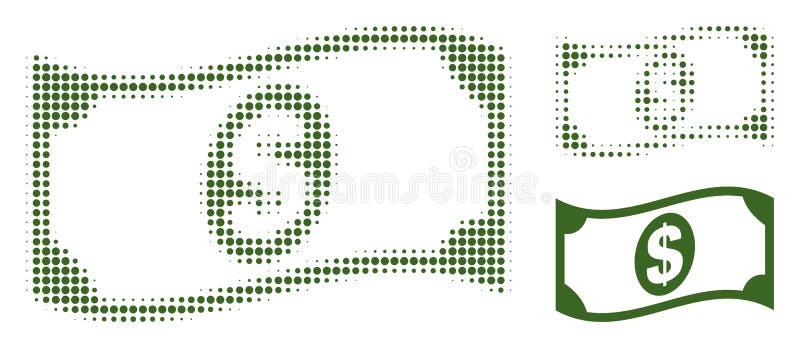 Waving Dollar Banknote Halftone Dotted Icon Stock Vector - Illustration ...