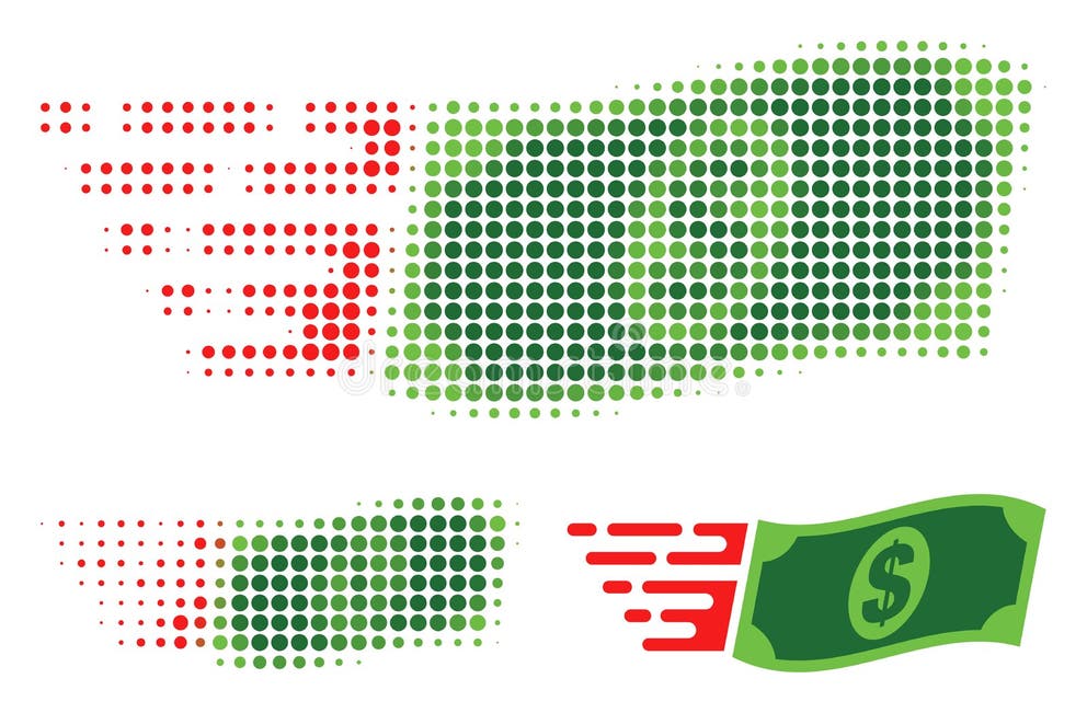Waving Dollar Banknote Halftone Dotted Icon Stock Illustration ...