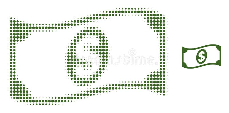 Waving Dollar Banknote Halftone Dotted Icon Stock Vector - Illustration ...