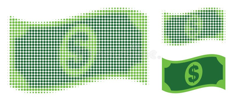 Waving Dollar Banknote Halftone Dotted Icon Stock Illustration ...