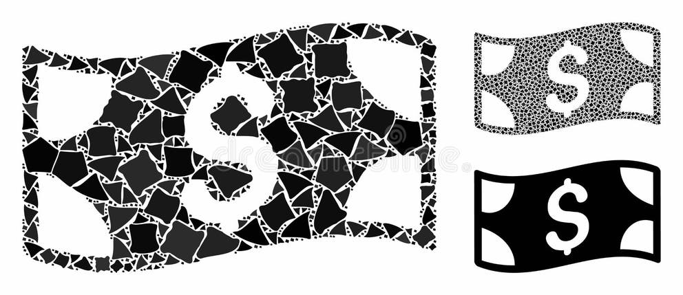 Waving Dollar Banknote Mosaic Icon of Irregular Elements Stock ...