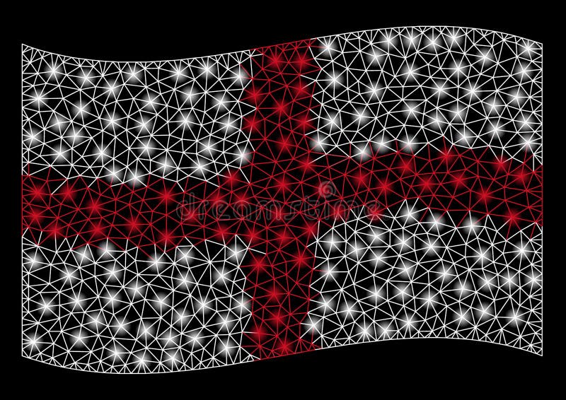 Waving England Flag Mesh Illustration with Light Effect Stock Vector ...