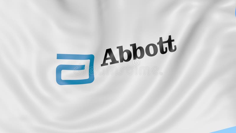 Waving Flag with Abbott Laboratories Logo. Seamles Loop 4K Editorial ...