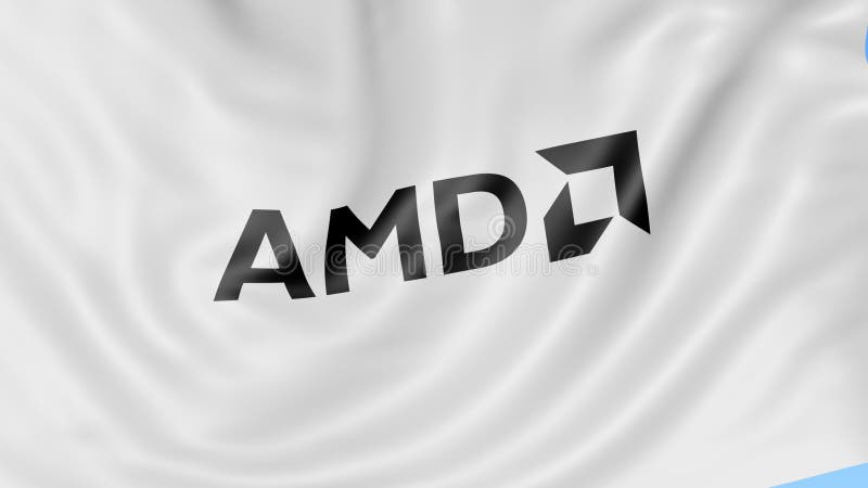 Waving Flag with Advanced Micro Devices AMD Logo. Seamles Loop 4K ...