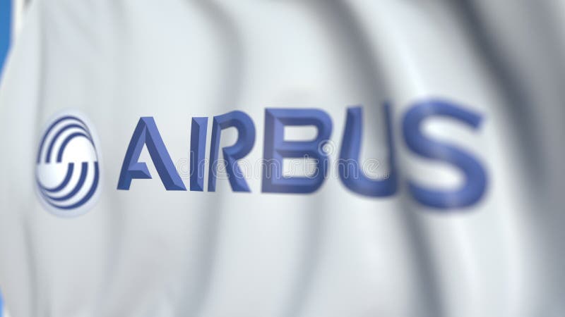 Waving Flag with Airbus SE Logo, Close-up. Editorial Loopable 3D ...