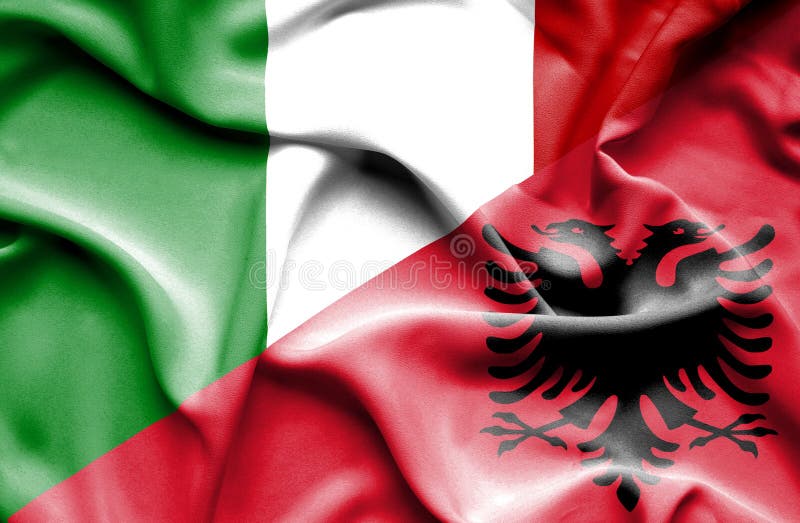 Albania and Italy Realistic Flag â€“ Fabric Texture Illustration Stock ...