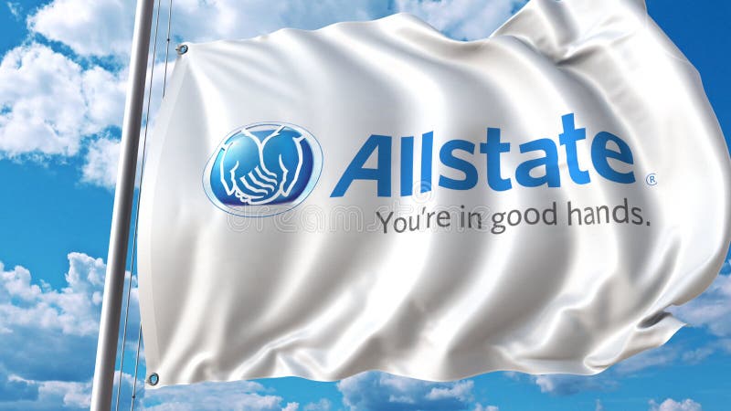 Waving Flag with Allstate Logo. 4K Editorial Animation Stock Video ...