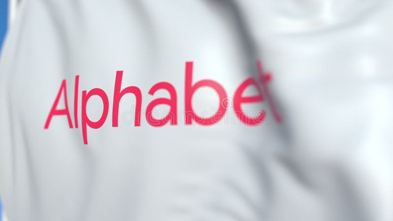 Waving Flag with Alphabet Inc Logo, Close-up. Editorial 3D Rendering ...