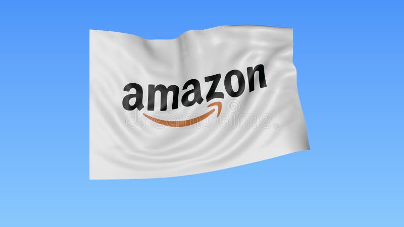 AMAZON Logo on a Waving Digital Flag, Looping 3d Animation Stock Video ...