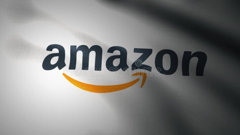 Waving Flag with Amazon Logo, Close-up. Editorial Loopable 3D Animation ...